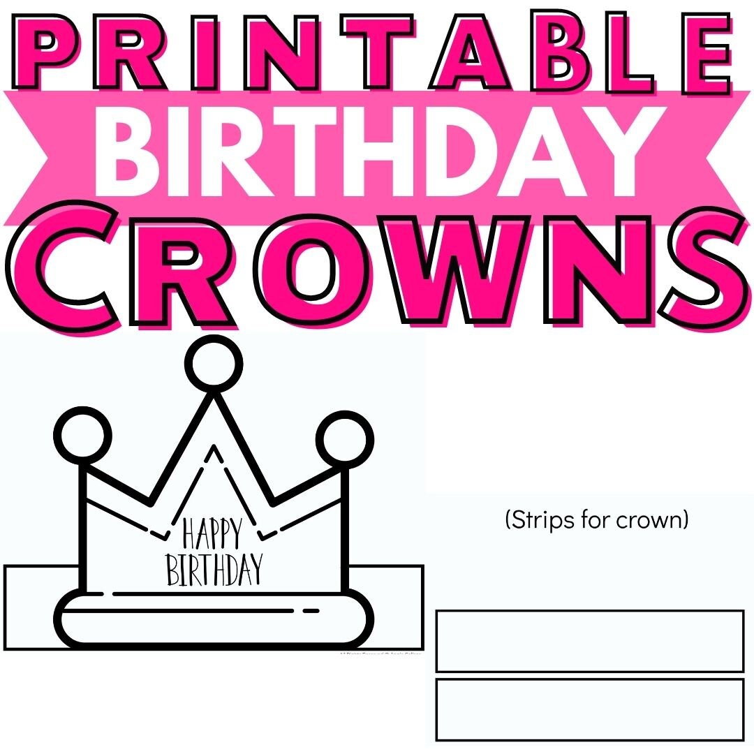 Printable Paper Birthday Crown Hat Craft | Party Favor | Coloring ...