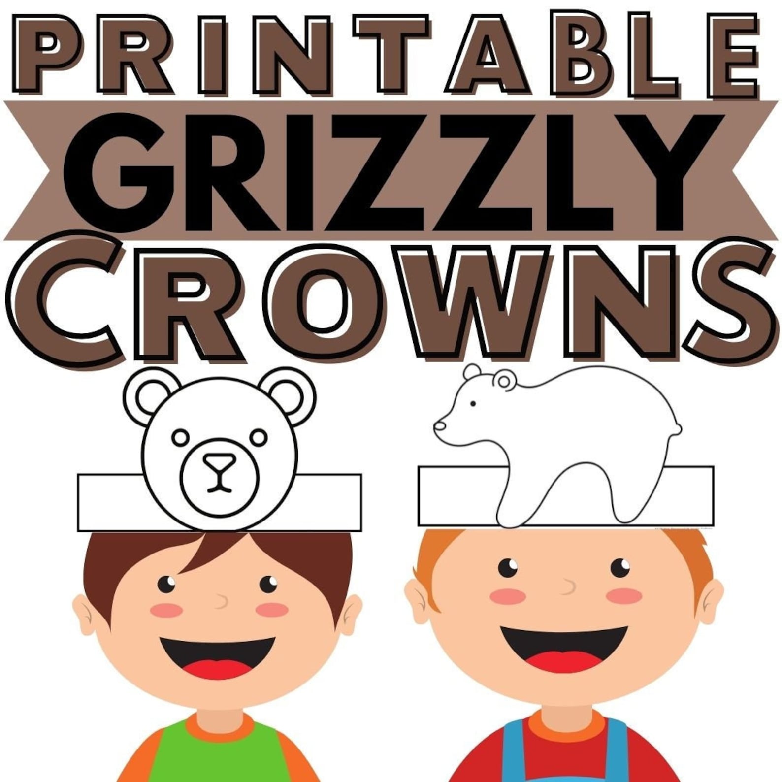 Printable Bear Crown Paper Craft | Brown Grizzly | Bear Hunt Activity ...