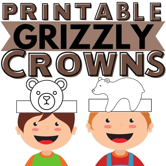 Printable Bear Crown Paper Craft Brown Grizzly Bear Hunt | Etsy