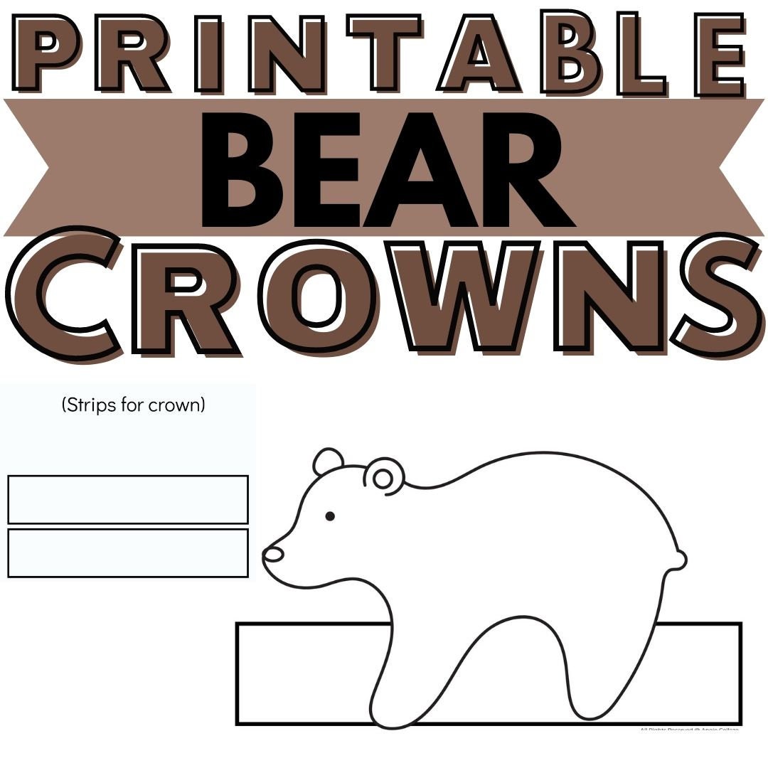 Printable Bear Crown Paper Craft | Brown Grizzly | Bear Hunt Activity ...