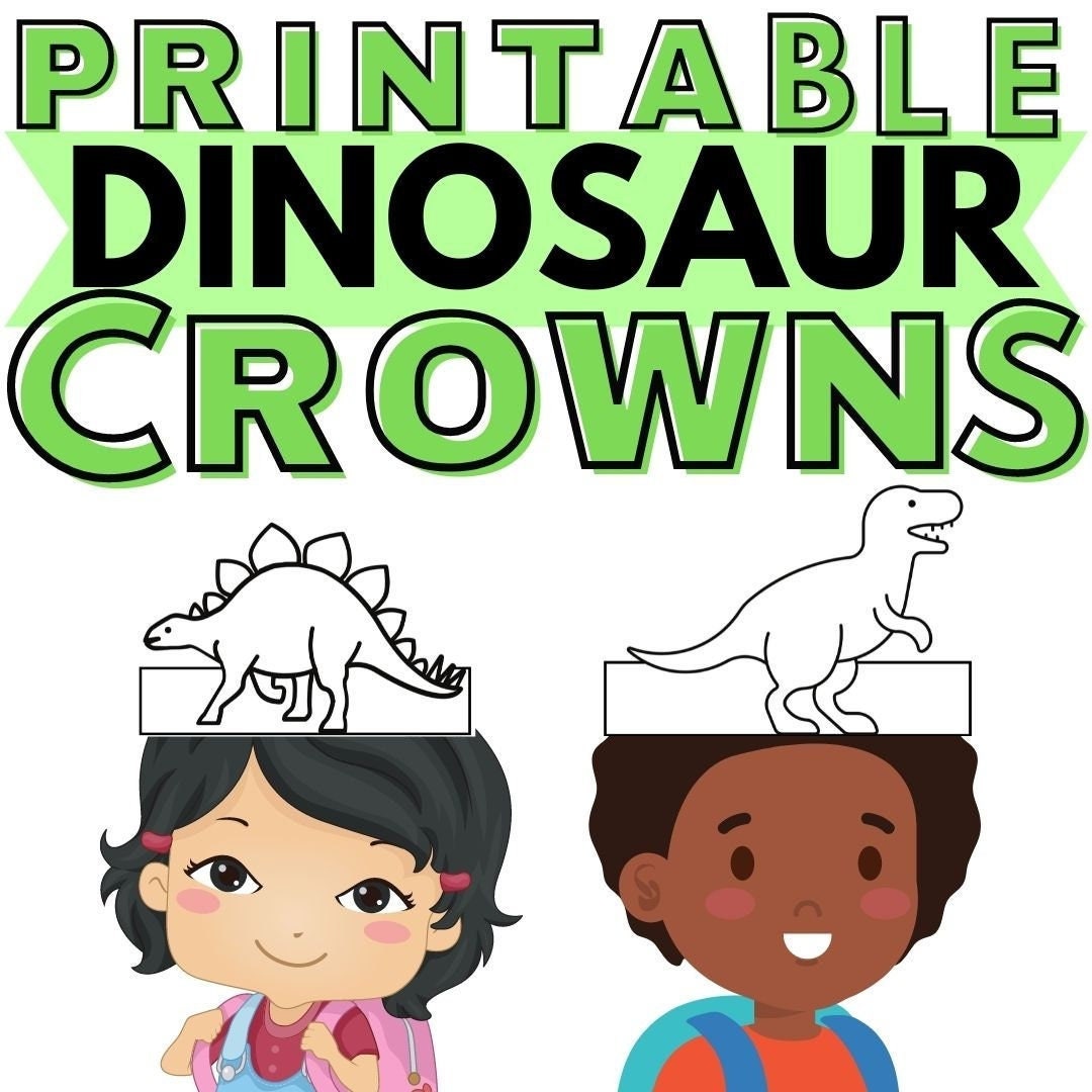 Printable Dinosaur Paper Crown Homeschool | Coloring Craft | Themed ...