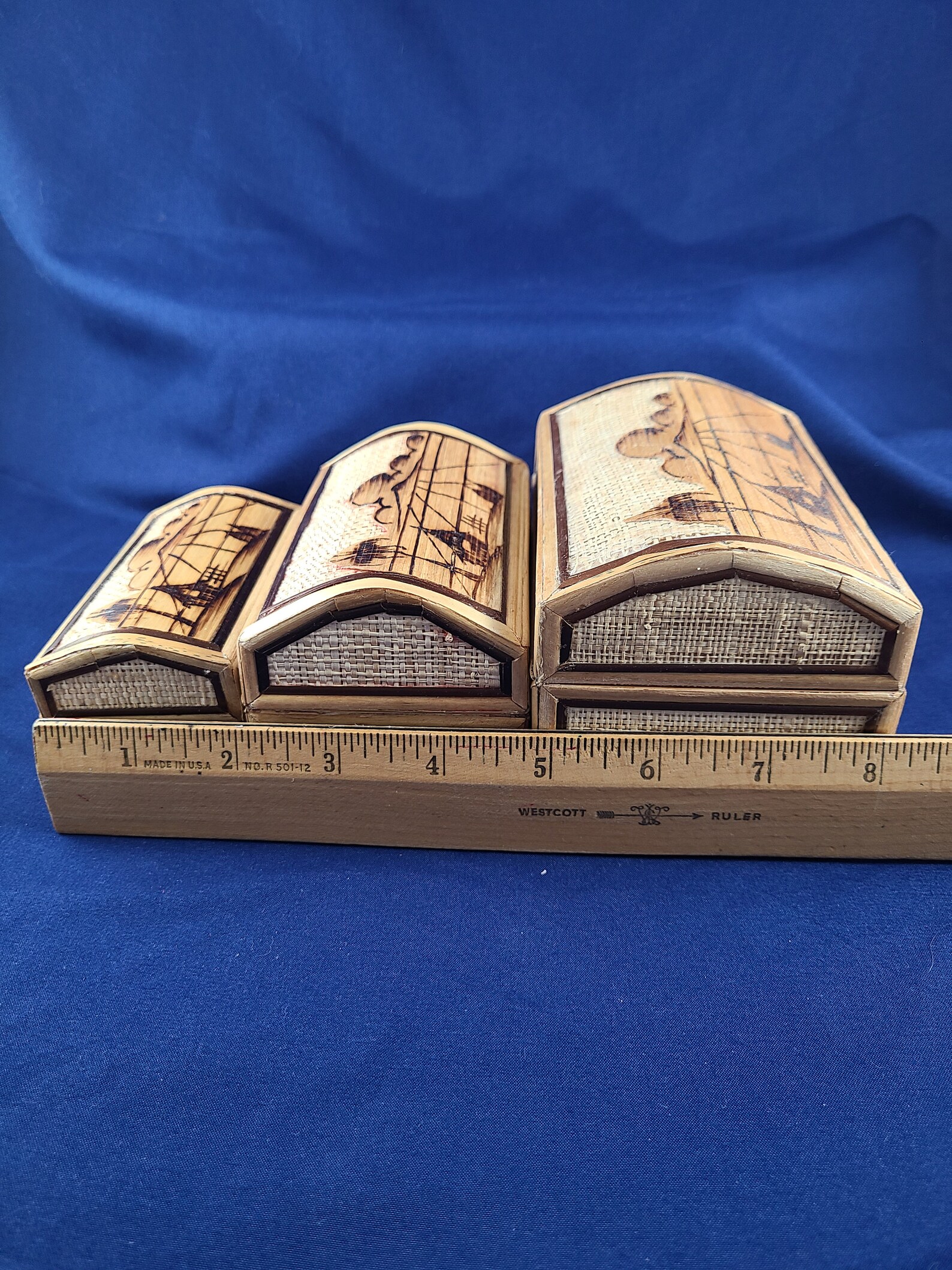 Vintage Nesting Boxes (set of Three) Keepsake Jewelry Wood Burned ...