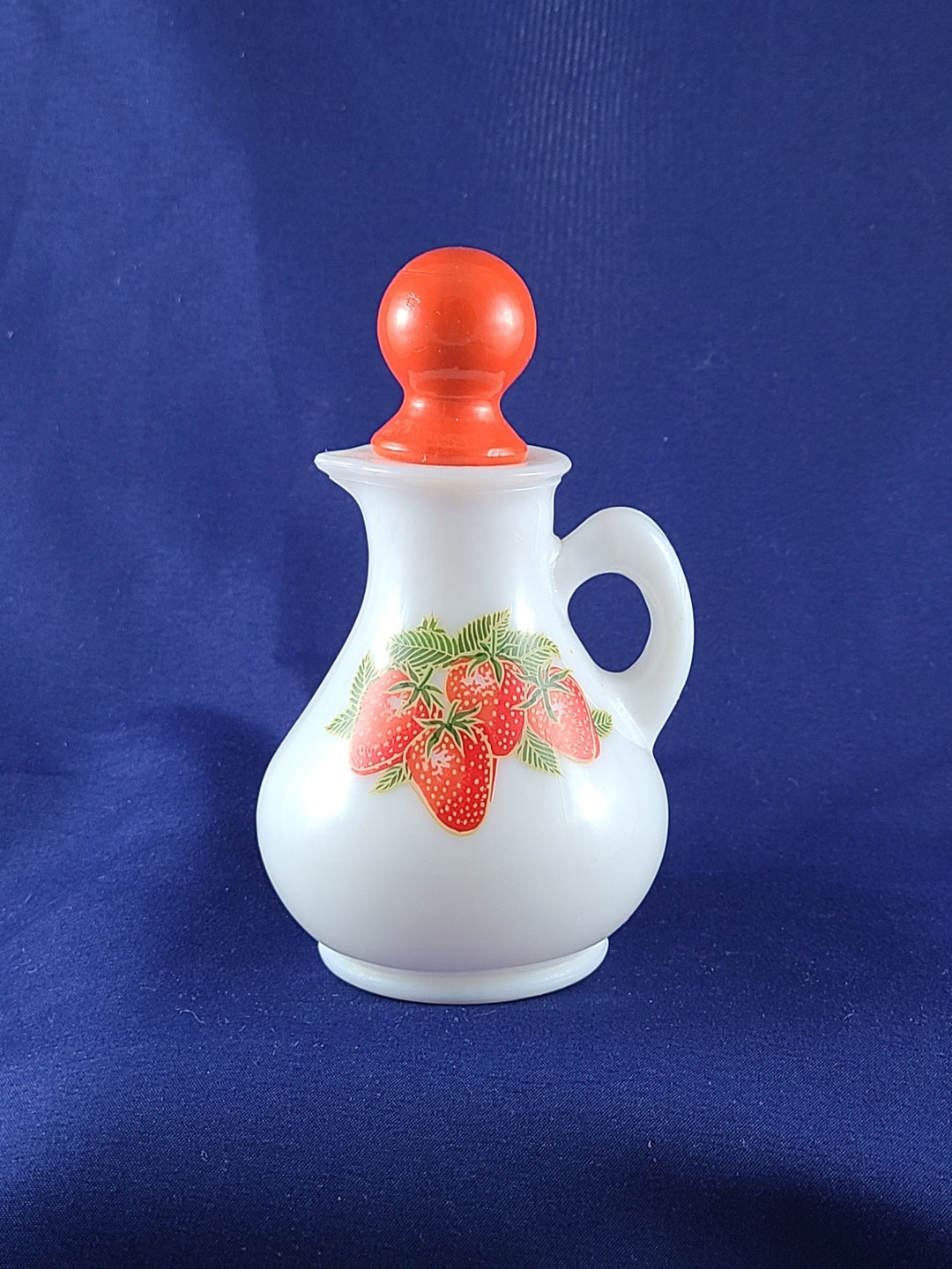 Vintage Avon Strawberry Milk Glass Mini Bottle Red Stopper Strawberries ...