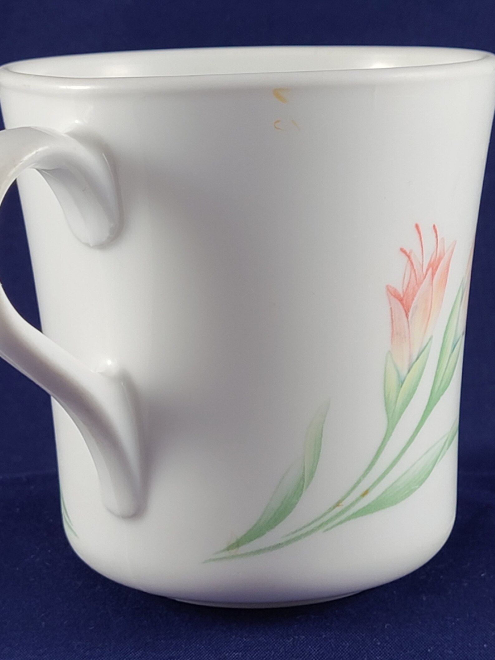 Vintage Corning Ware Red Flower Coffee Mug Tea Cup With Green Leaves ...