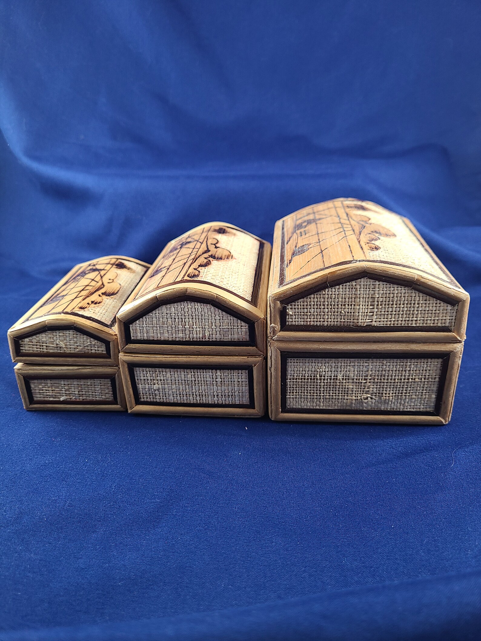 Vintage Nesting Boxes (set of Three) Keepsake Jewelry Wood Burned ...