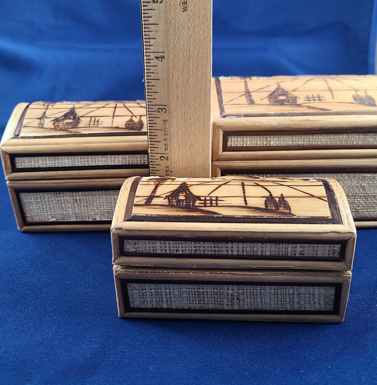 Vintage Nesting Boxes (set of Three) Keepsake Jewelry Wood Burned ...