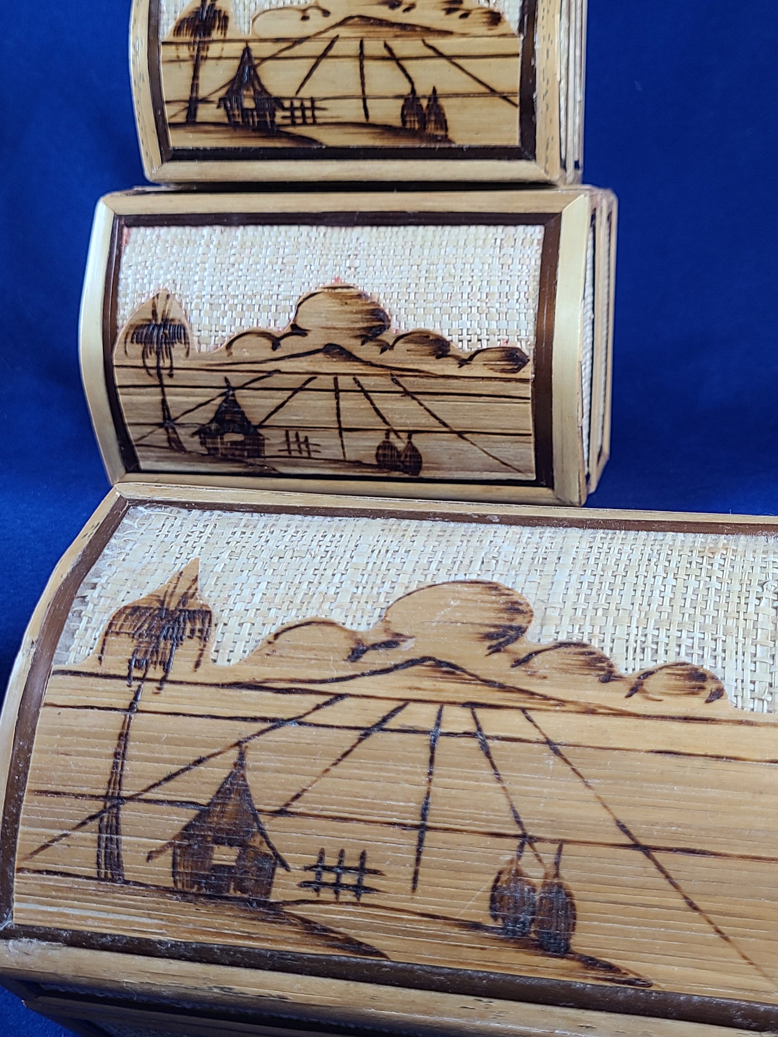 Vintage Nesting Boxes (set of Three) Keepsake Jewelry Wood Burned ...