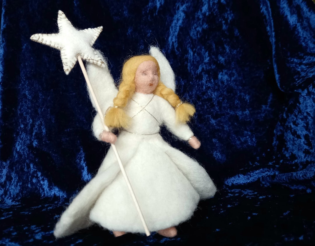 Christmas Angel With Star, Nativity Figure, Hand Felted, Decorative ...
