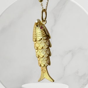 Gold Fish Necklace, Pearl in Mouth Fish Necklace, 925 Sterling Silver ...