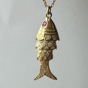 Fish With Pink Eyes Necklace, 3D Fish Charm, 925 Sterling Silver Pisces ...