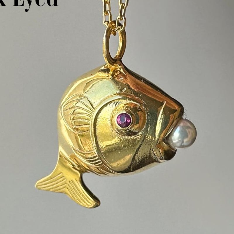 Fish Design Pearl Pendant - Etsy