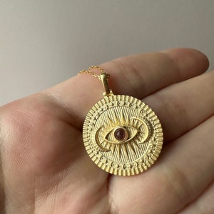 Triple Moon Eye Amulet Necklace, 925 Sterling Silver Triple Moon ...