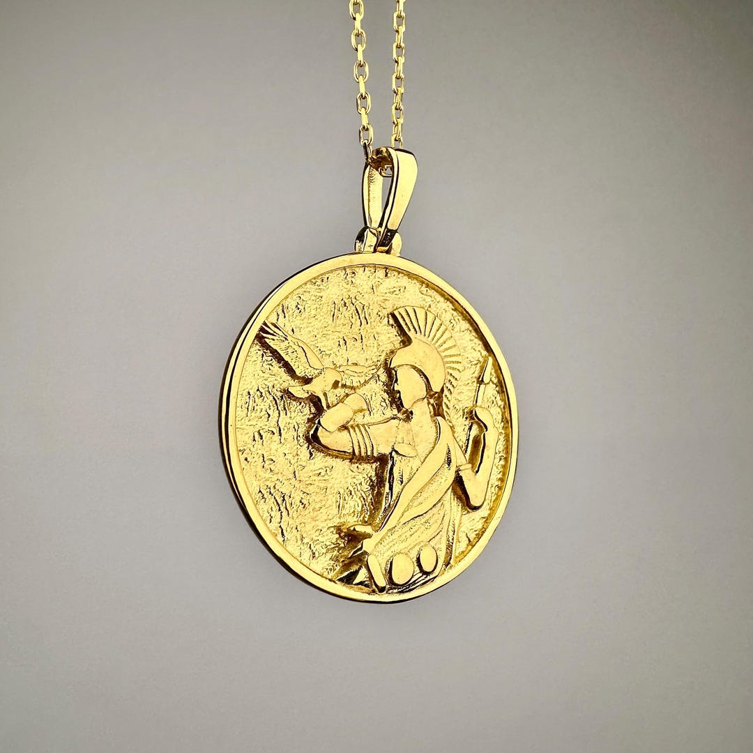 Collar de la diosa Atenea, medallón de la mitología griega en plata 925 ...