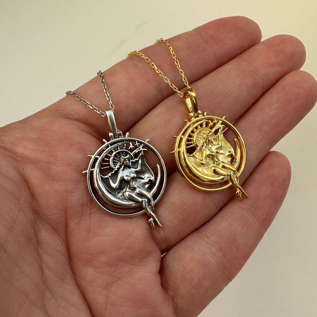 Goddess Luna Necklace, 925 Sterling Silver, Moon Goddess Selene ...