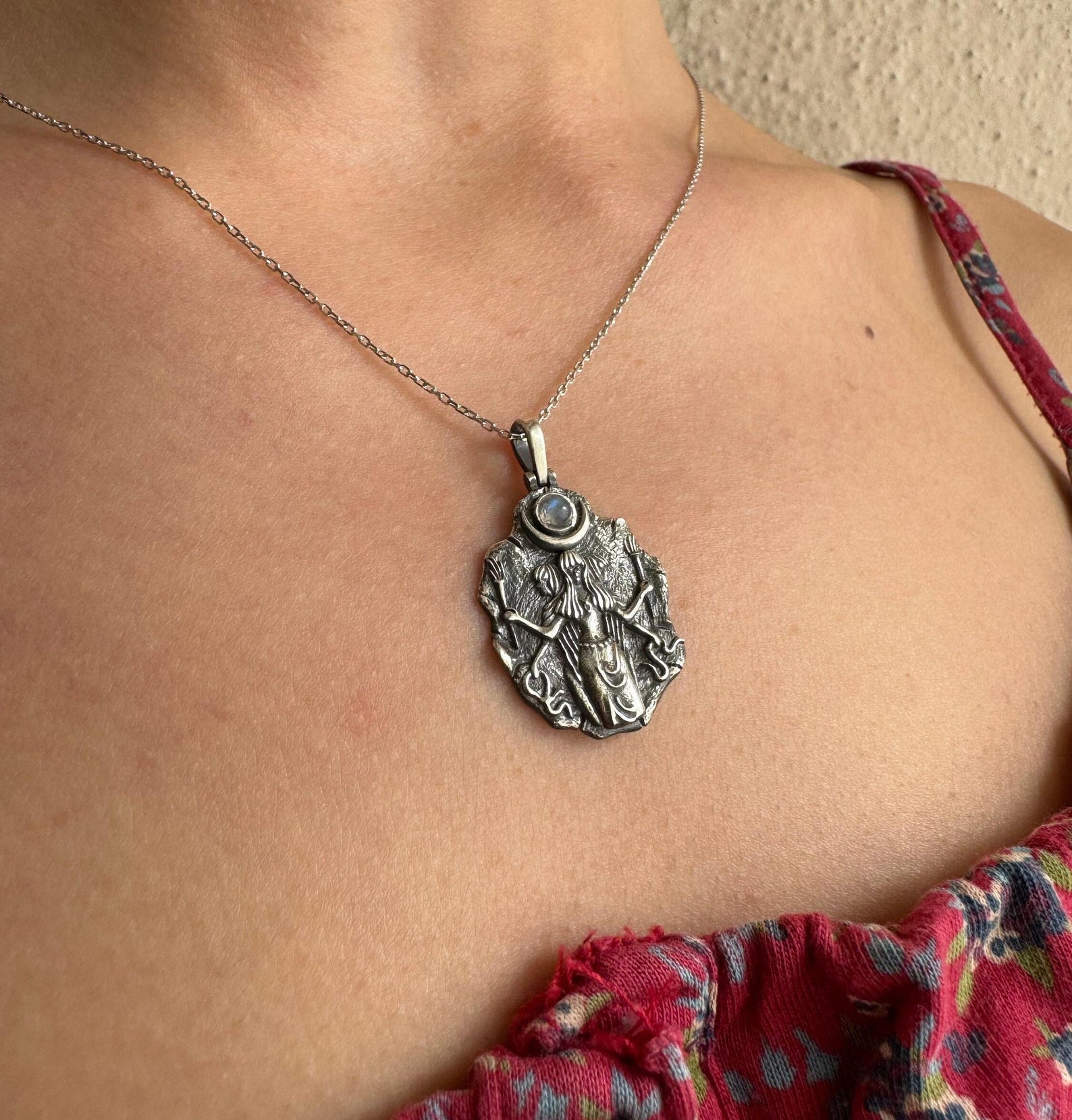 Witch Goddess Hecate Necklace, 925 Sterling Silver Greek Goddess ...