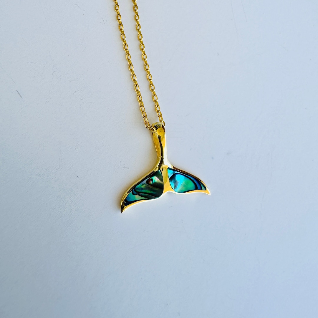 Abalone Whale Tail Necklace, 925 Sterling Silver Blue Ocean Jewelry ...