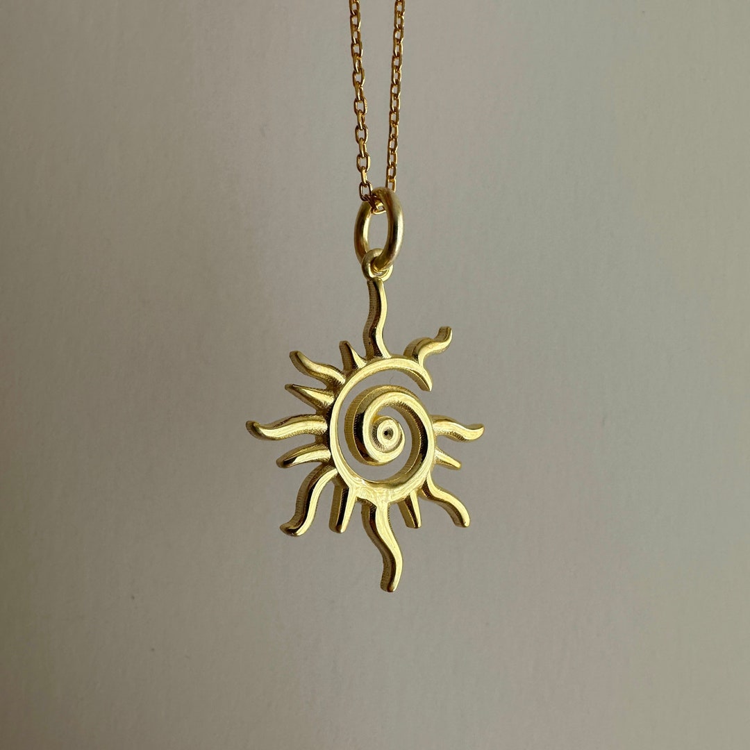 Minimal Sunburst Necklace, 925 Sterling Silver Glowing Sun Pendant ...