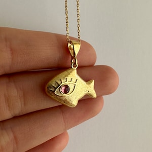 Fish With an Eye Necklace, 925k Sterling Silver Fish Pendant, Little ...