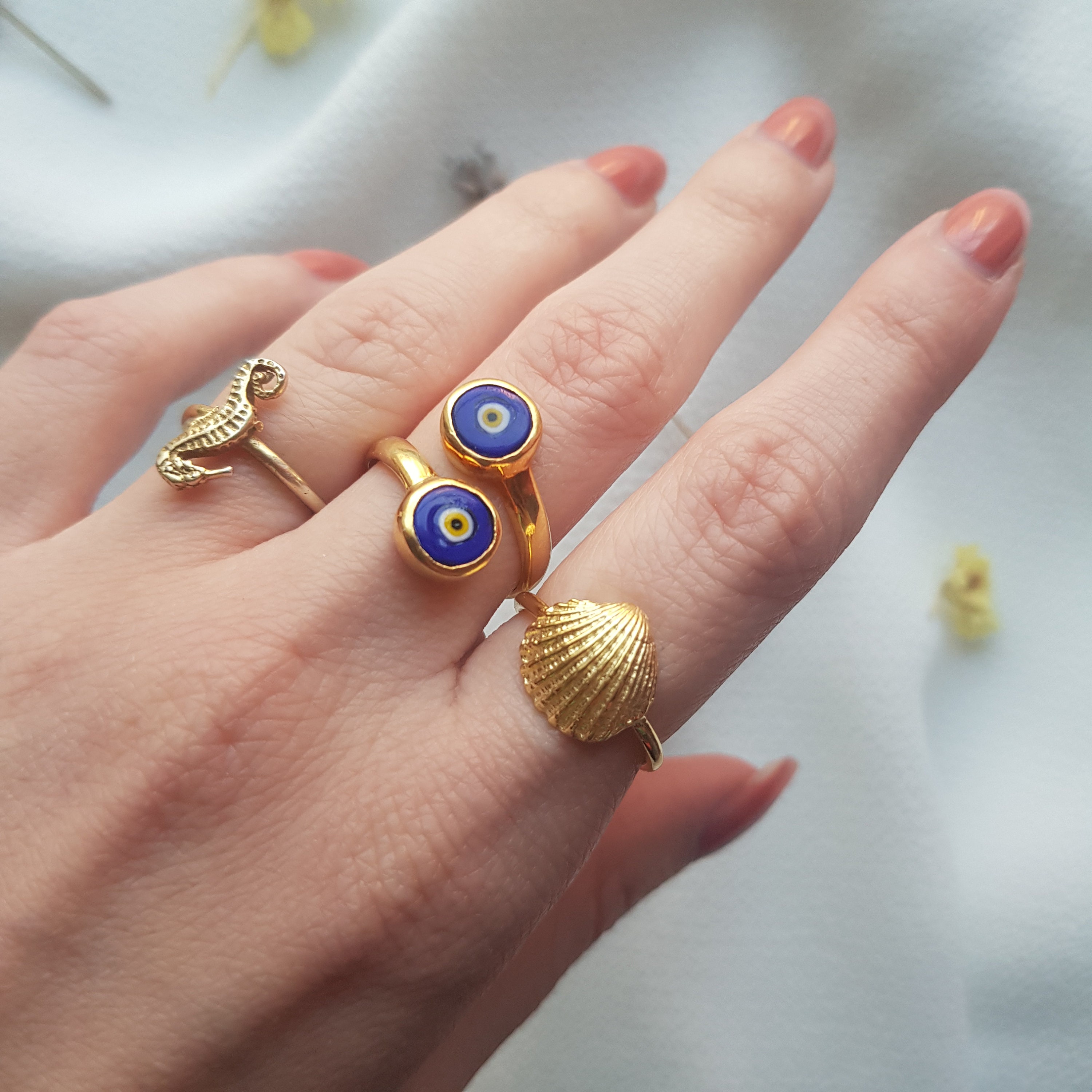 Gold Oyster Ring, 925 Sterling Silver, Adjustable Sea Shell Jewelry - Etsy