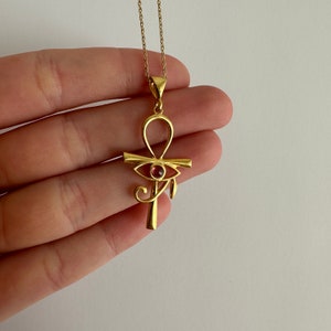 Minimal ANKH Necklace, Modern Eye of Ra Pendant, Ankh With Eye of Horus ...