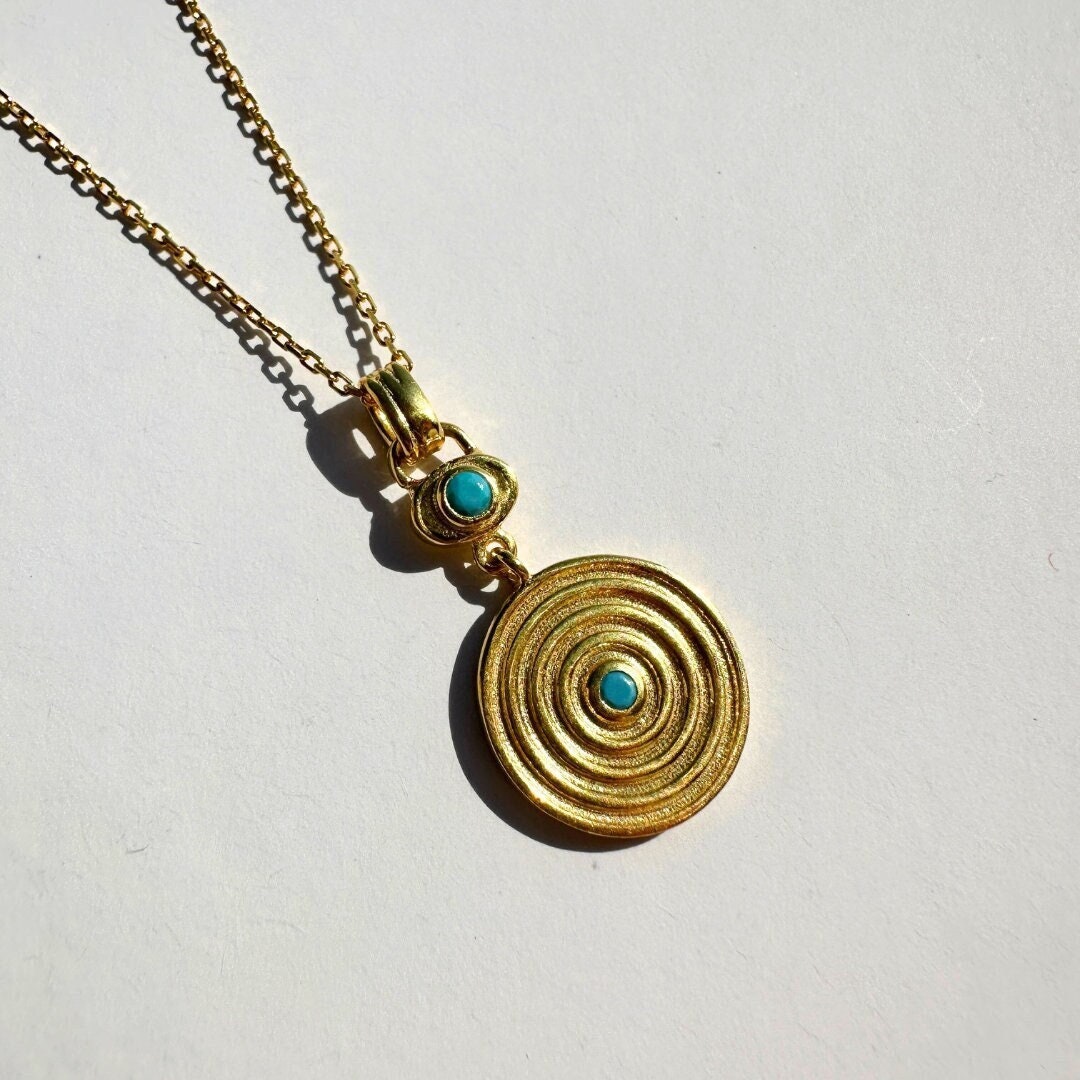 Minimal Adinkrahene Symbol Amulet Necklace, 925 Sterling Silver Blue ...