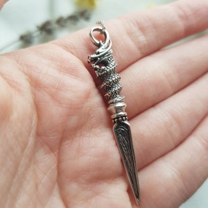 FAFNIR Dragon Pendant, 925 Sterling Silver Dragon Knife Necklace ...