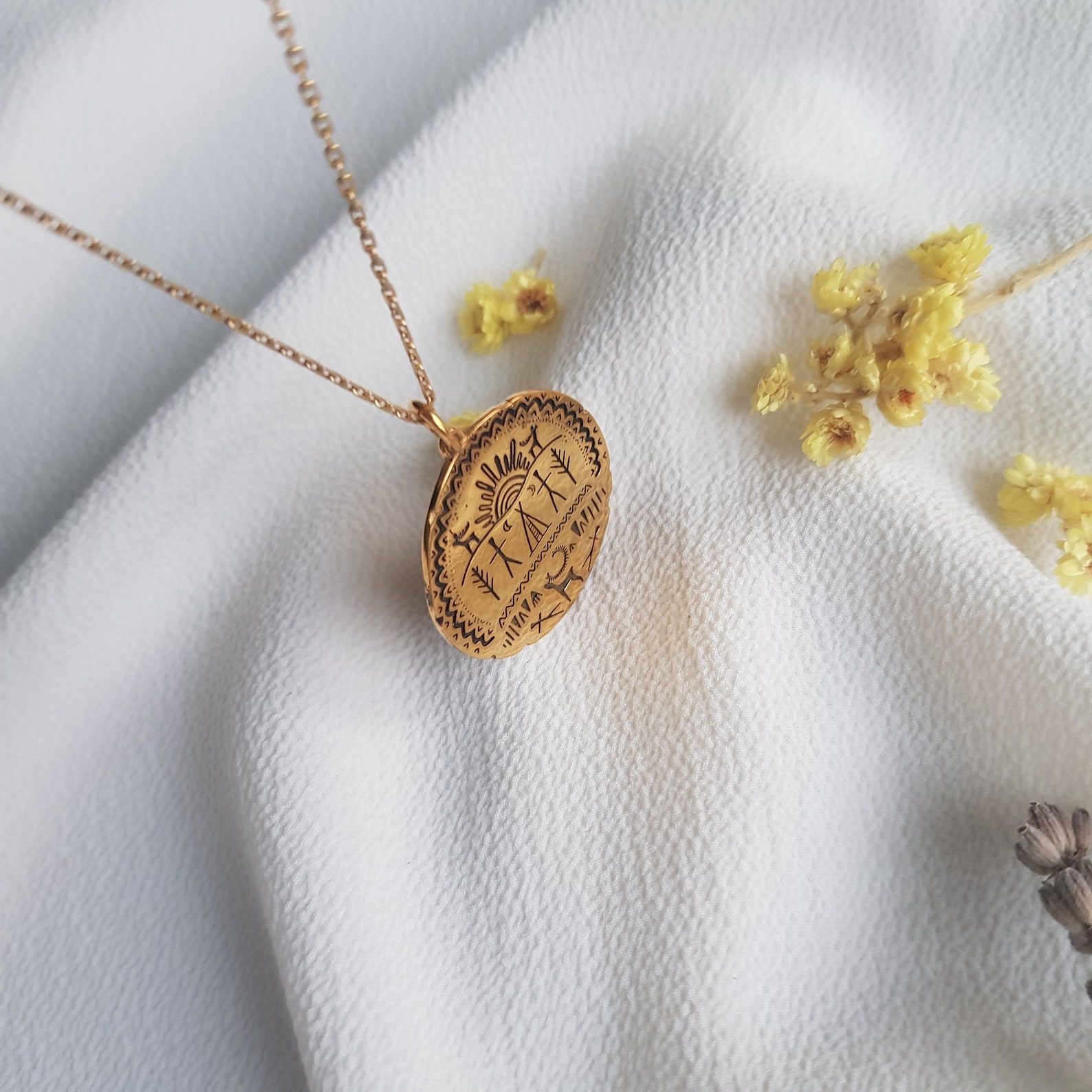Shaman Amulet: Sterling Silver Pagan Necklace With Engraved Mythology ...
