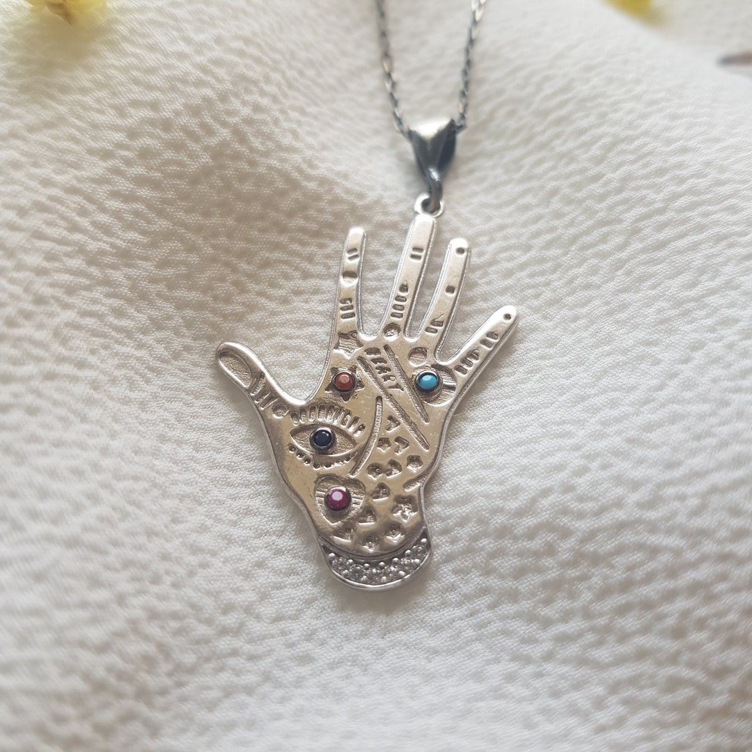 925k Silver Hamsa Necklace, Hamsa Hand Pendant, Ancient Symbol Necklace ...