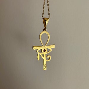 Minimal Ankh Necklace, 14k Gold Vermeil Eye of Horus Ankh Pendant ...