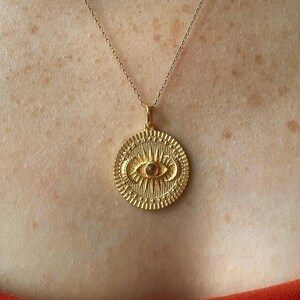 Triple Moon Eye Amulet Necklace, 925 Sterling Silver Triple Moon ...