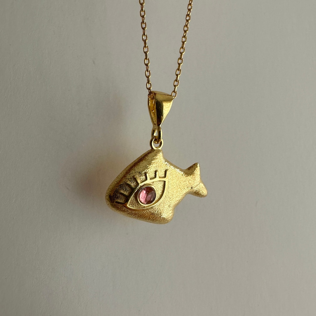 Fish With an Eye Necklace, 925k Sterling Silver Fish Pendant, Little ...