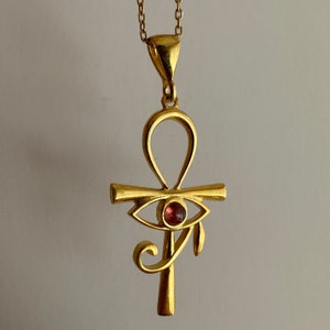 Minimal ANKH Necklace, Modern Eye of Ra Pendant, Ankh With Eye of Horus ...