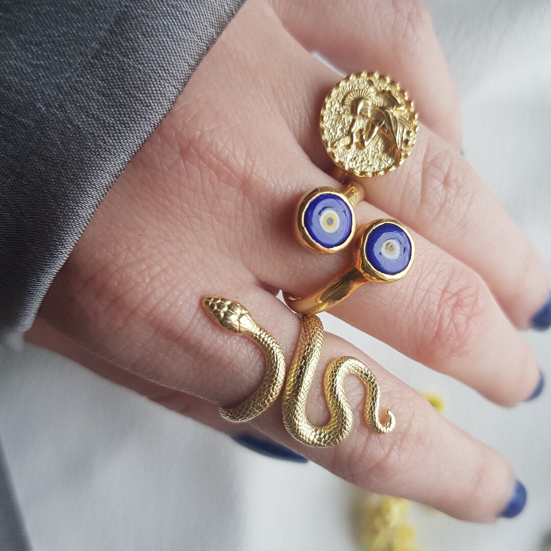 Evil Eye Nazar Ring, 925 Sterling Silver Handmade Enameled Evil Eye ...