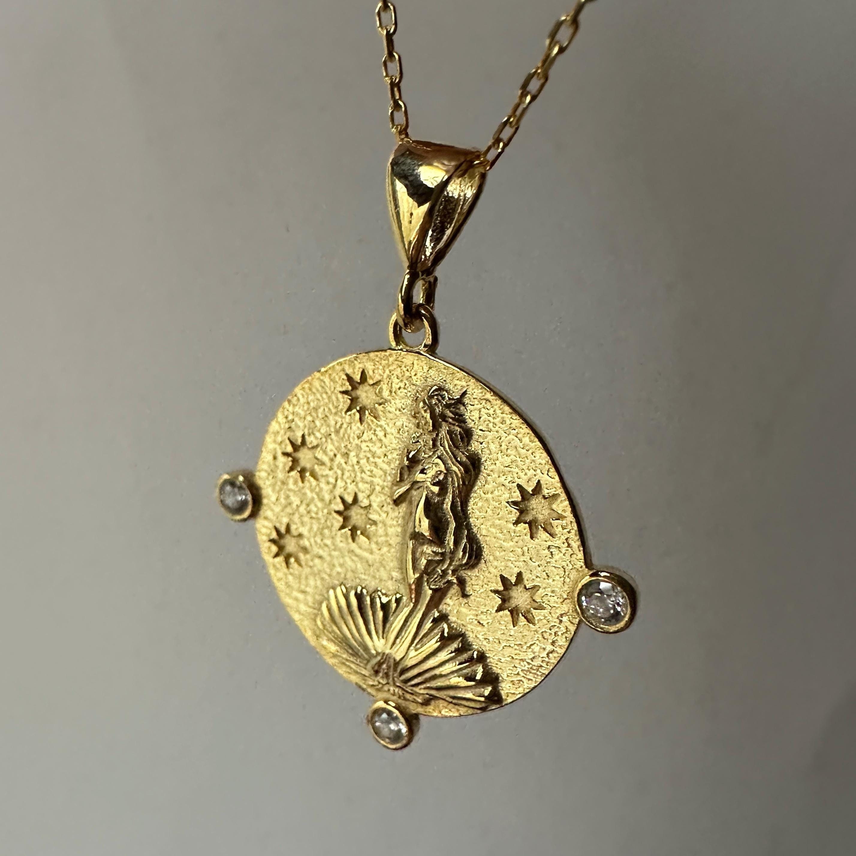 Goddess VENUS Necklace, 925 Sterling Silver Birth of Venus Pendant ...