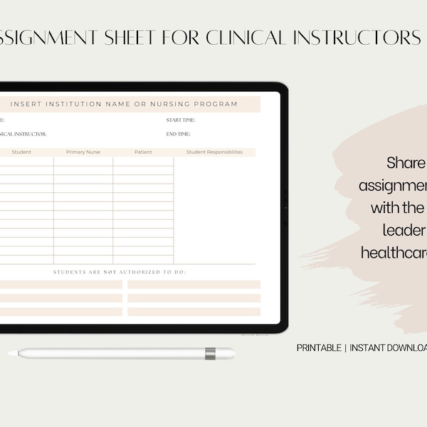 Nursing Assignment Sheet - Etsy
