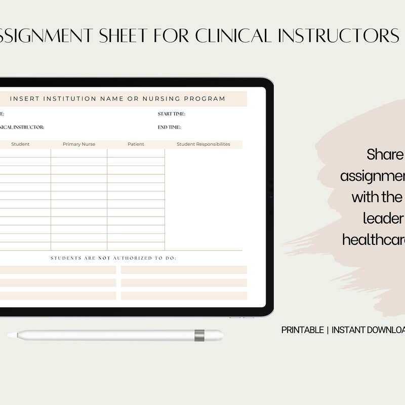 Nursing Assignment Sheet - Etsy