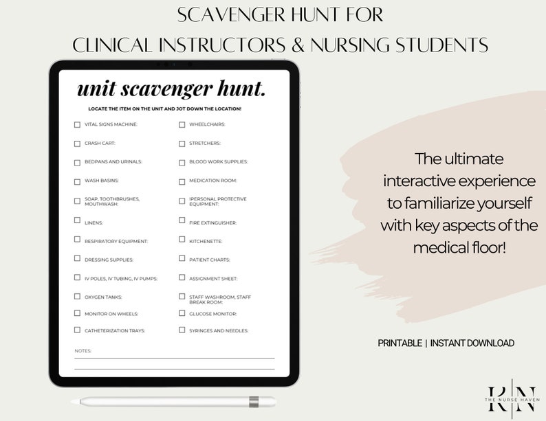 Scavenger Hunt for Clinical Instructors and Nursing Students - Etsy