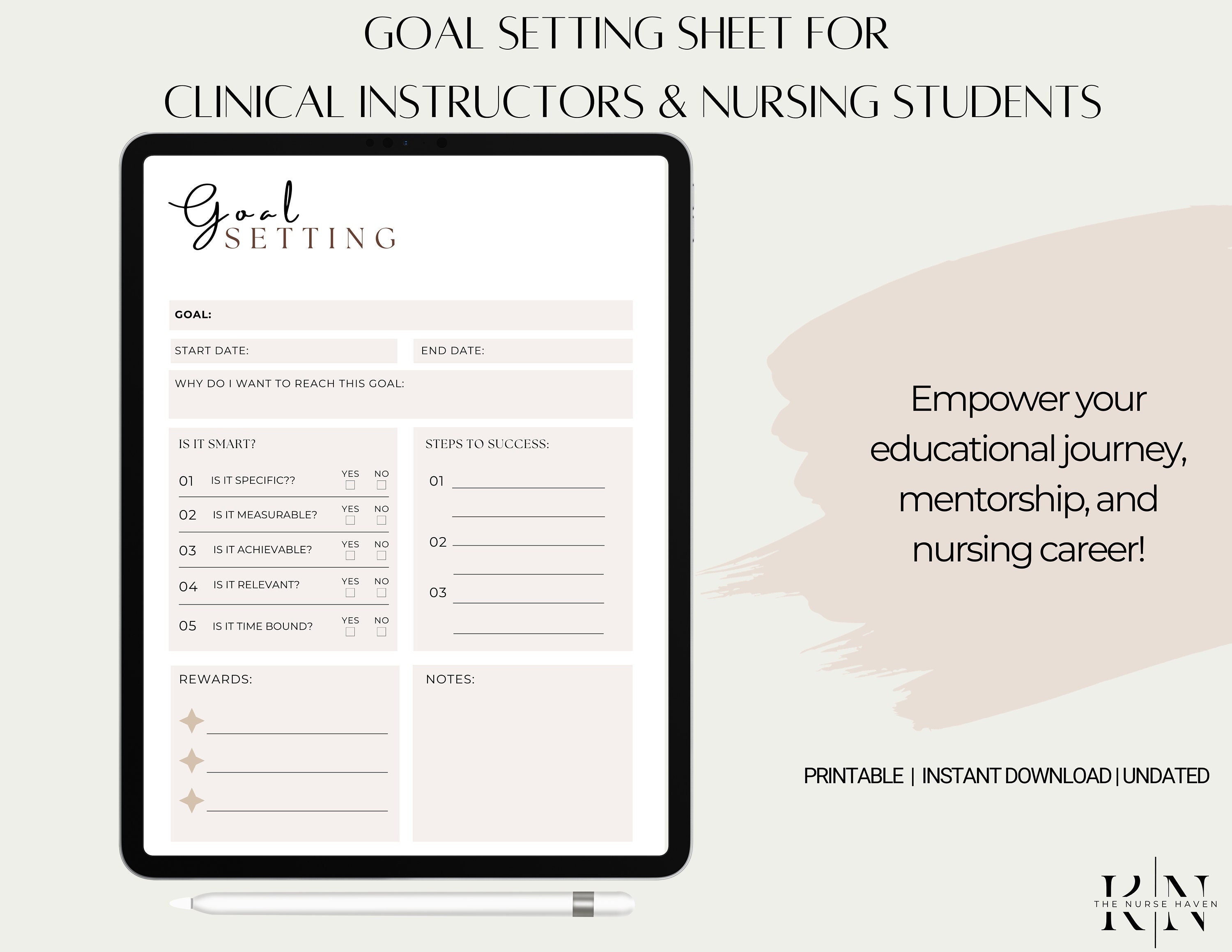 Goal Setting Sheet for Clinical Instructors & Nursing Students - Etsy