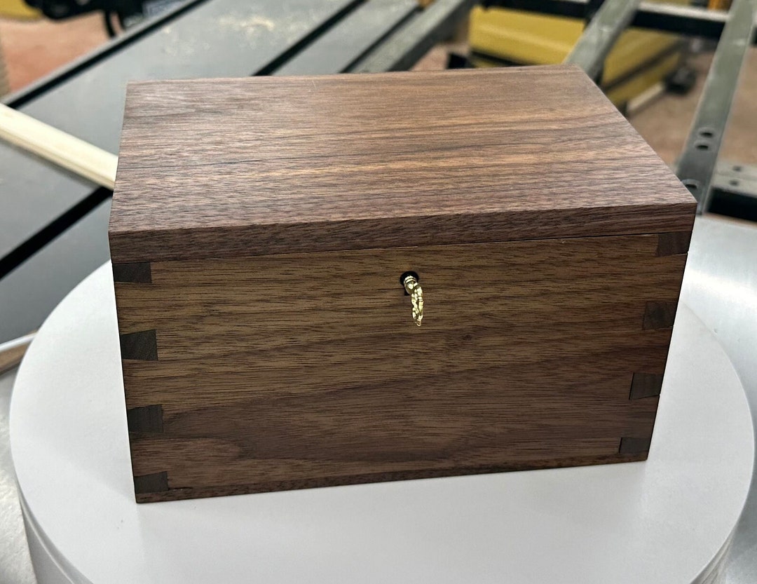 Solid Walnut Keepsake Box 8”x5”x5”, Dovetail Joinery, Brass Hinges and ...