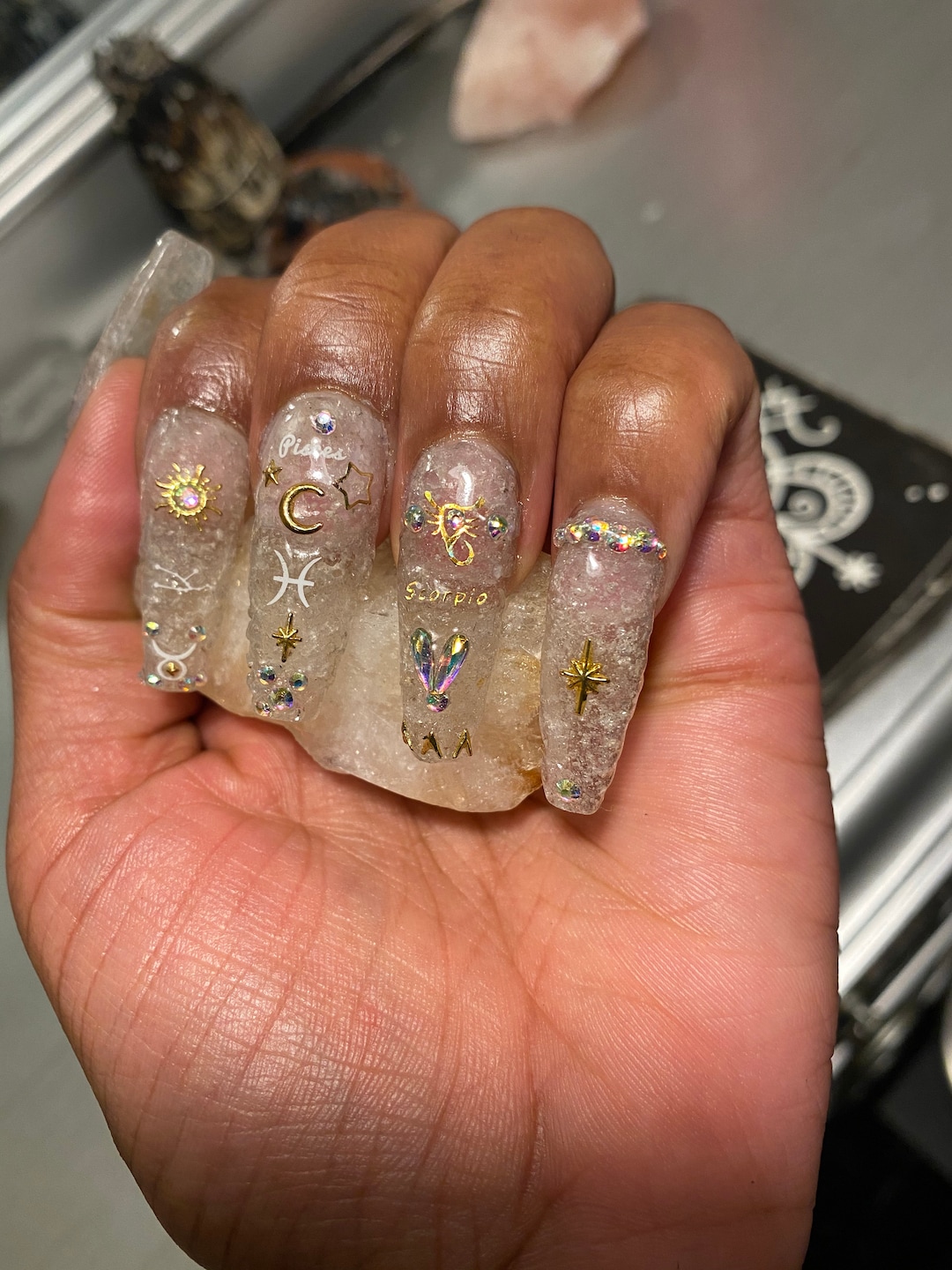 Sold Out Citrine Nails Real Gem Stone Natal Chart Trinity - Etsy