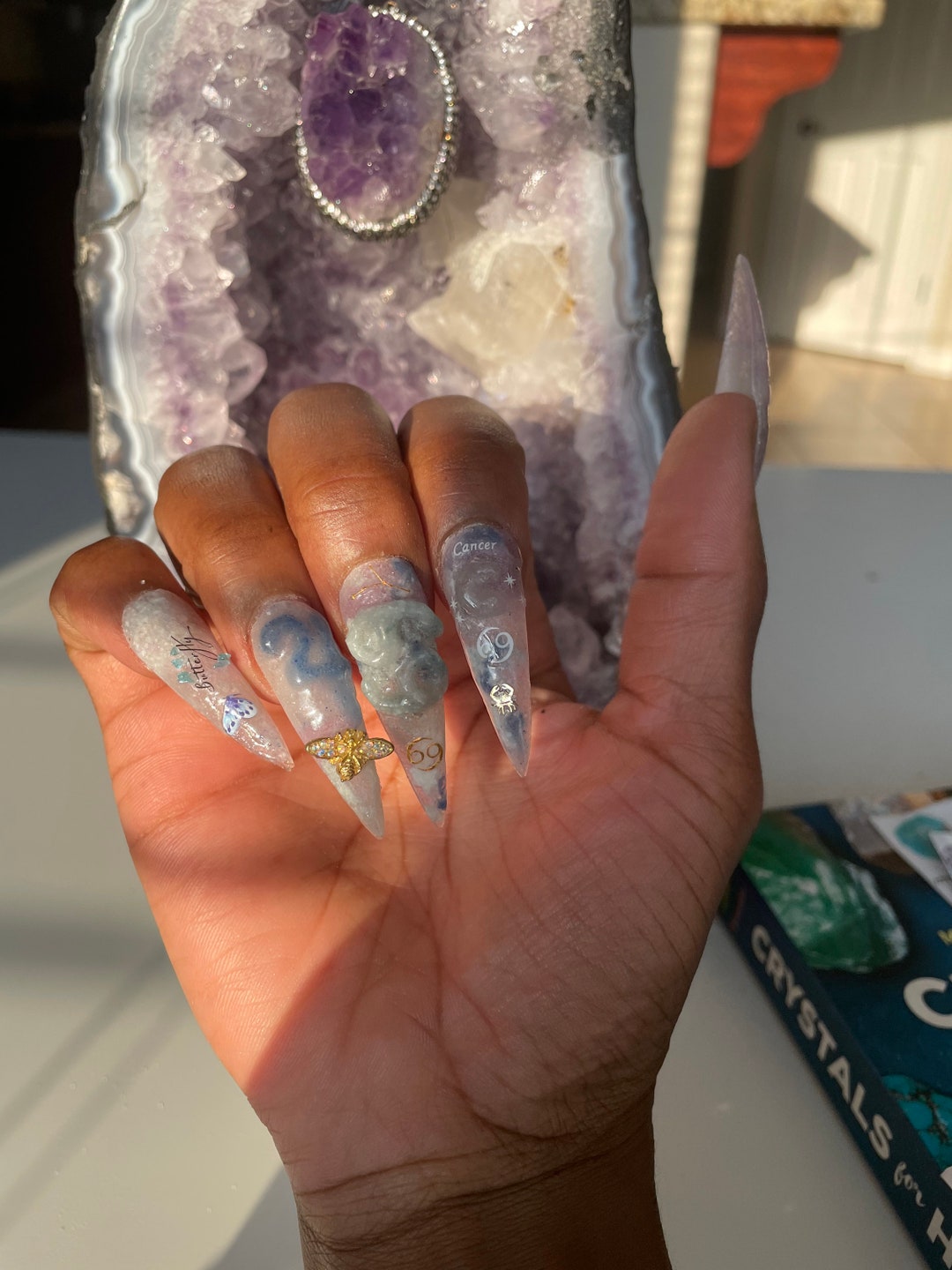 Healing Crystal Nail Art 3D Gel (any Crystal) - Etsy