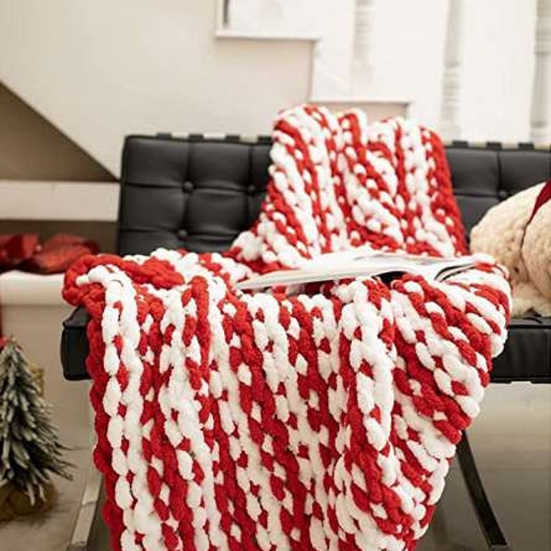 Red and White Throw Blanket - Etsy