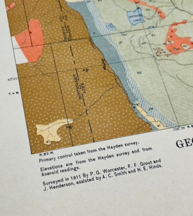 Vintage Geological Map Showing Survey Along the Rabbit Ears Range ...
