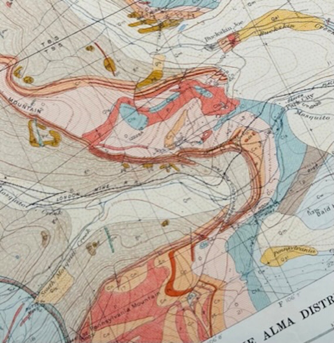 Vintage Map Showing Geology of the Alma District, Colorado - Etsy