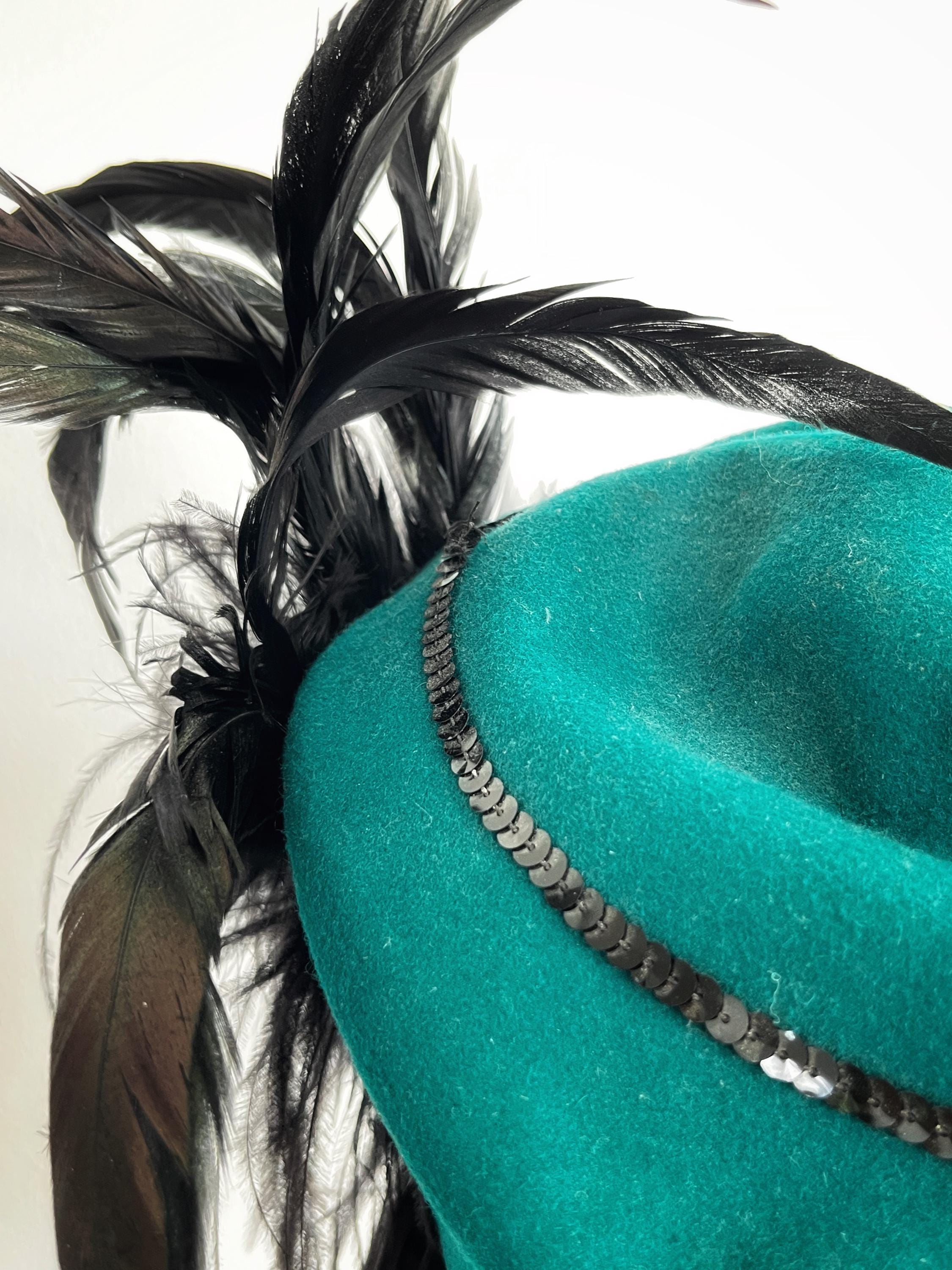 Vintage Emerald Green Michael Howard Hat 1960s Feather Decoration and ...