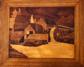 Framed Wood Marquetry Bald Eagle Wall Hanging Artist Signed 1983 ...