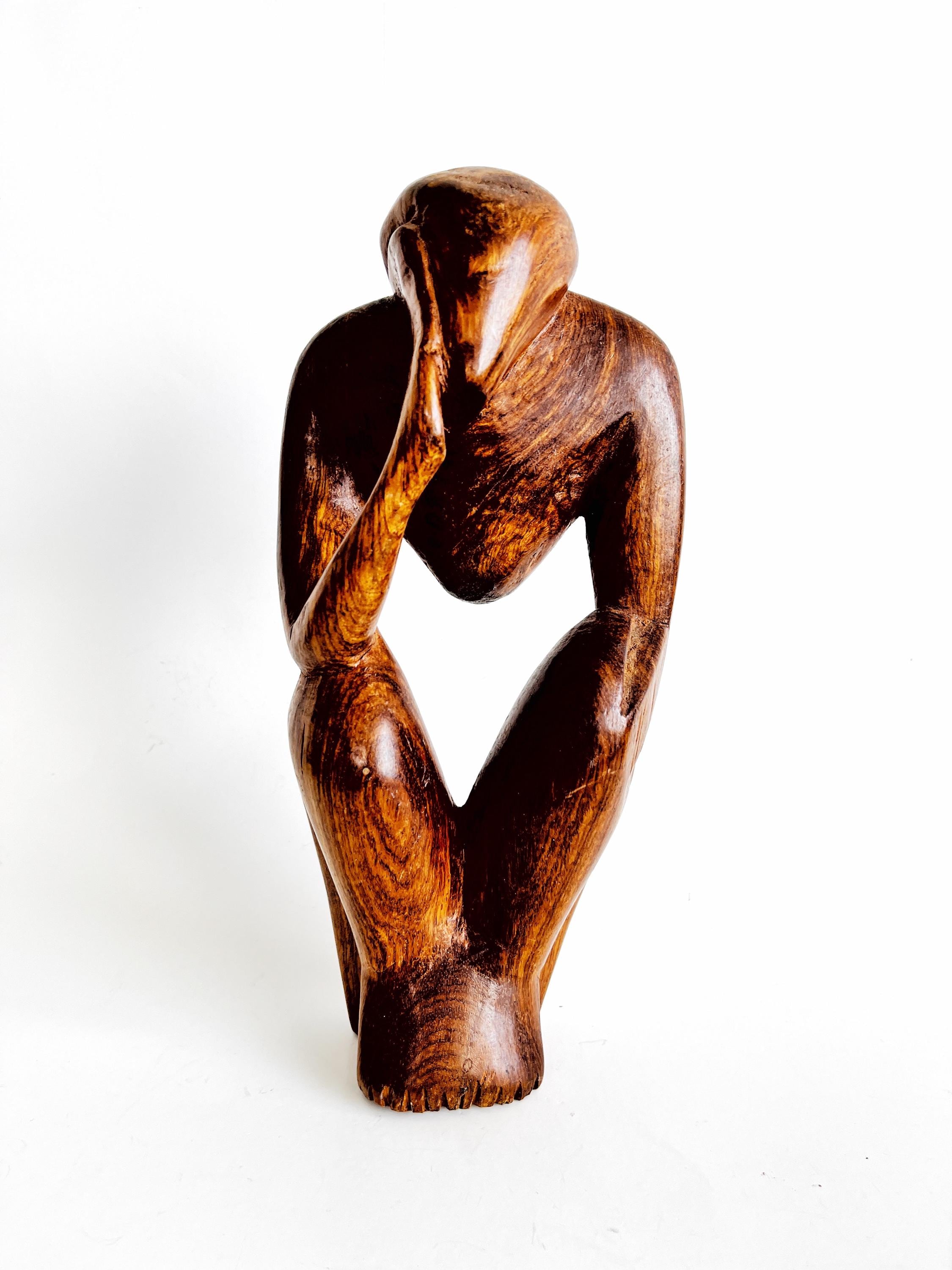 African Wooden Statue African Art Thinking Man - Etsy