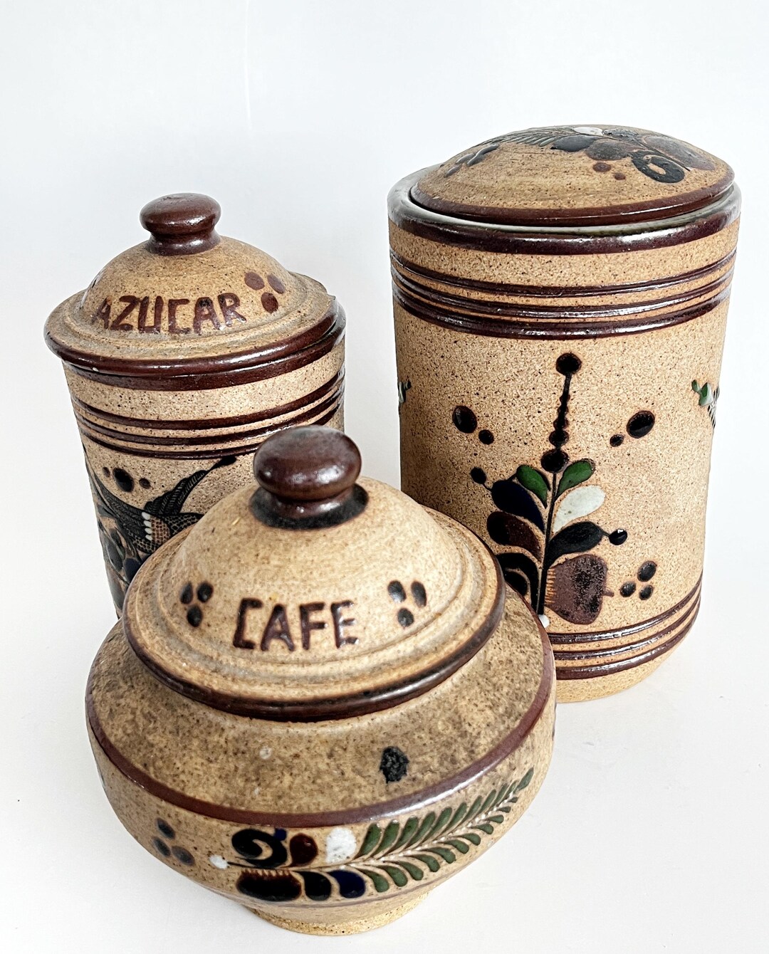 Vintage Hand Painted TONALA Canister Set Made in Mexico - Etsy