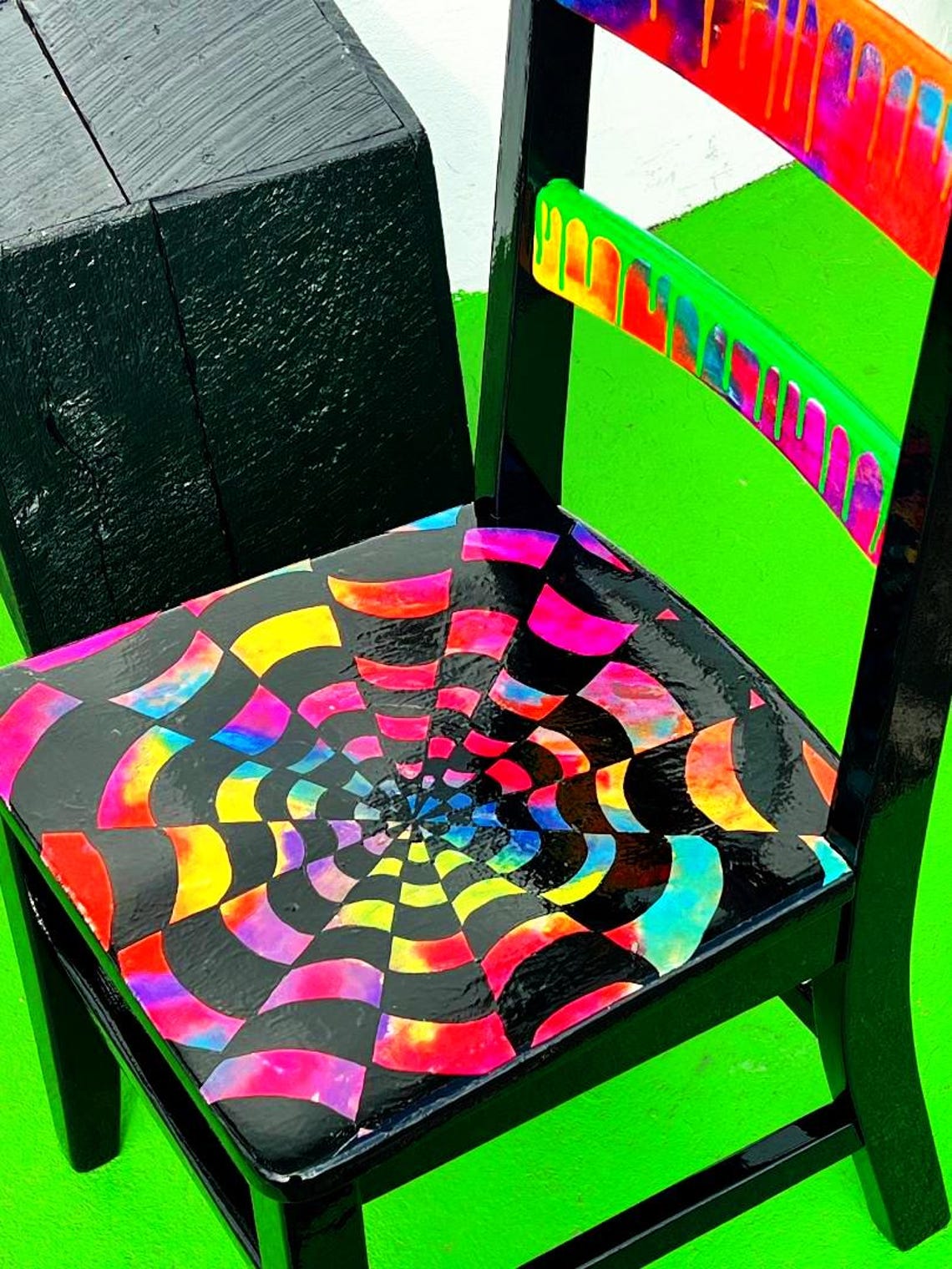 Children's Hand Painted Rainbow Illusion Chair - Etsy