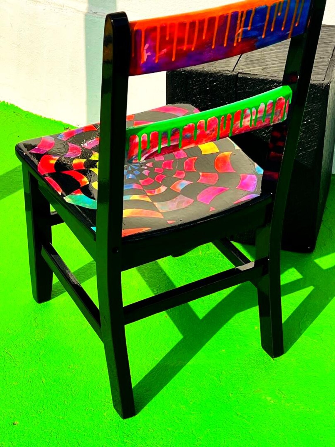 Children's Hand Painted Rainbow Illusion Chair - Etsy